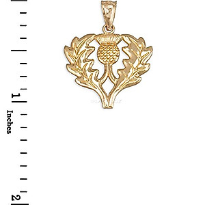 Irish Jewelry 14K Yellow Gold Scottish Thistle Flower Pendant Necklace (16)
