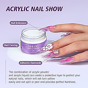 Saviland Acrylic Nail Kit – 30g Clear Acrylic Powder and 60ml Acrylic Liquid Set with Nail Brush Nail Forms Tools Extension Nail Kit for Beginners with Everything for Home DIY Salon Nails Application