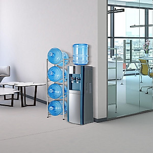 MONKEMON 4 Tier 5 Gallon Water Bottle Holder (Silver) - 4 Bottle Capacity, Carbon Steel, Spill-Resistant Design, Kitchen, Office, Garage, Shop, Homes, Schools, Gyms, Factories
