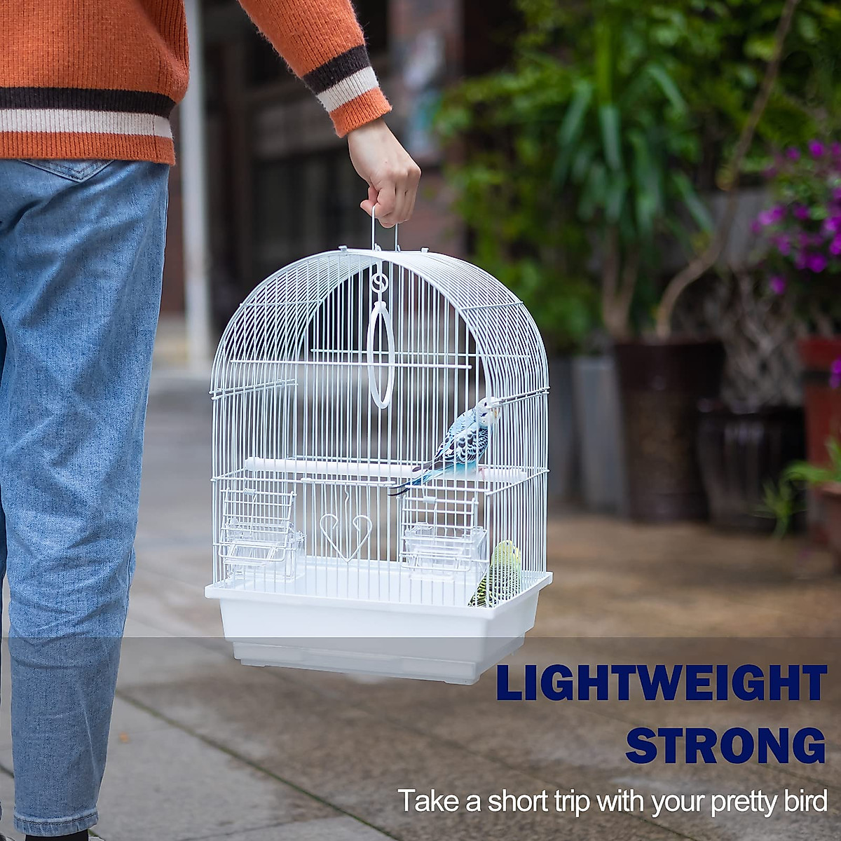 Capuca Small Bird Travel Cage - Lightweight Small Birds Starter Kit with Birdcages and Accessories Great for Parakeets Lovebirds Parrotlets Finches Canaries