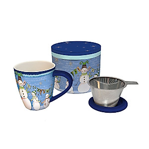 Lang Glowing Snowman Tea Infuser Mug, Multicolor