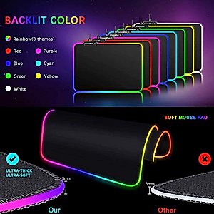FELICON Wired Gaming Keyboard and Mouse Combo & 10 RGB Mouse Pad Set Waterproof 104 Keys Rainbow Backlight Mechanical Feel Keyboard and Crack Glowing Mouse for Laptop PC Computer Gaming and Work