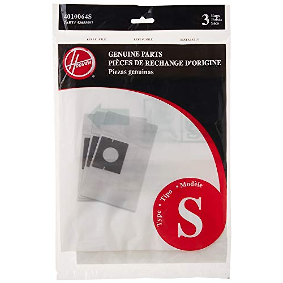 HOOVER Type S Bag (3-Pack), 4010064S,White