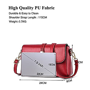 FANDARE Ladies Shoulder bag Womens Crossbody Bag Women Business Satchel Messenger Bag Travel Shopping Cross-Body Handbags Waterproof PU Leather Red