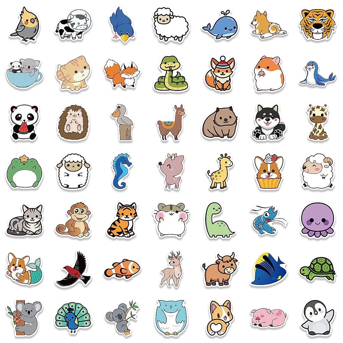Cute Animal Stickers Pack- 100PCS Colorful Waterproof Stickers for Water Bottles, Laptop, Phone
