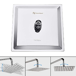 Rain Shower head, NearMoon High Flow Stainless Steel Square Rainfall ShowerHead, High Pressure Design, Awesome Shower Experience Even At Low Water Flow (8 Inch, Chrome Finish)