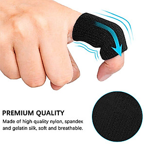 FULANDL 40PCS Finger Sleeves, Thumb Splint Brace Support Elastic Compression Protector for Sports, Perfect for Relieving Pain Calluses Arthritis Knuckle (black)