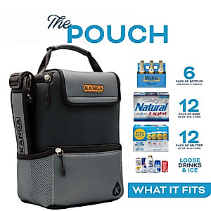 Kanga Insulated Cooler Bag - Soft Cooler Bag - 6 or 12 Can Beer and Seltzer Drink Cooler - Insulated Leak Proof and Durability Tested - Kanga Pouch Cooler (Midnight)