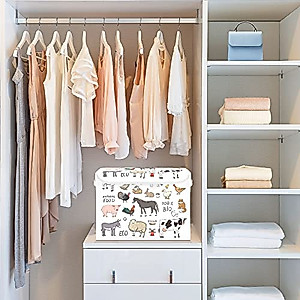 CaTaKu Farm Animals Cute Storage Bins with Lids Fabric Large Storage Container Cube Basket with Handle Decorative Storage Boxes for Organizing Clothes Shelves
