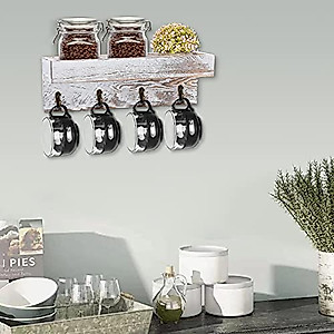 LOSOUR Key Holder for Wall with Shelf, Shabby Chic Hand Crafted Entryway Mail and Key Holder Wall Mount with 4 Hooks