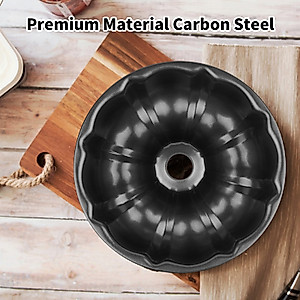 Novery 9.5" Non-stick Cake Pan, Heavy Duty Carbon Steel Fluted Tube Round Baking Pan,Buntz Pound Cake Pan Mold,Tube Bakeware,Baking Mold for Jello,Gelatin,Chocoflan,Flan