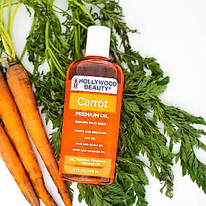 Hollywood Beauty Carrot Hair Oil, 8oz Bottle, Hair, Scalp, Skin, Nail, & Massage Oil, Helps Repair Damaged Hair & Skin, Can be Used as a Hot Oil Treatment