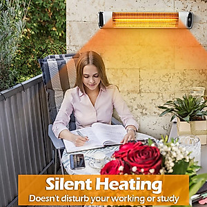 Infrared Patio Heater Electric Outdoor Heater 3s Instant Warm Quiet Gold Tube with 9 Level Temperature Remote Control 24-Hour Timer LED Display, Wall-Mounted for Room, Garage, Courtyard