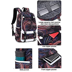 JiaYou Boys Backpack High Middle School Bag Laptop Casual Daypack with USB charging port for Men College Students(White Black,25 Liters)