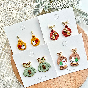 Mini Christmas Clay Cutters - Dacmern 12 Shapes Mini Christmas Polymer Clay Cutters, Small Winter Clay Earring Cutters for Christmas Clay Earrings Making (12Pcs Mini Studs Sets)