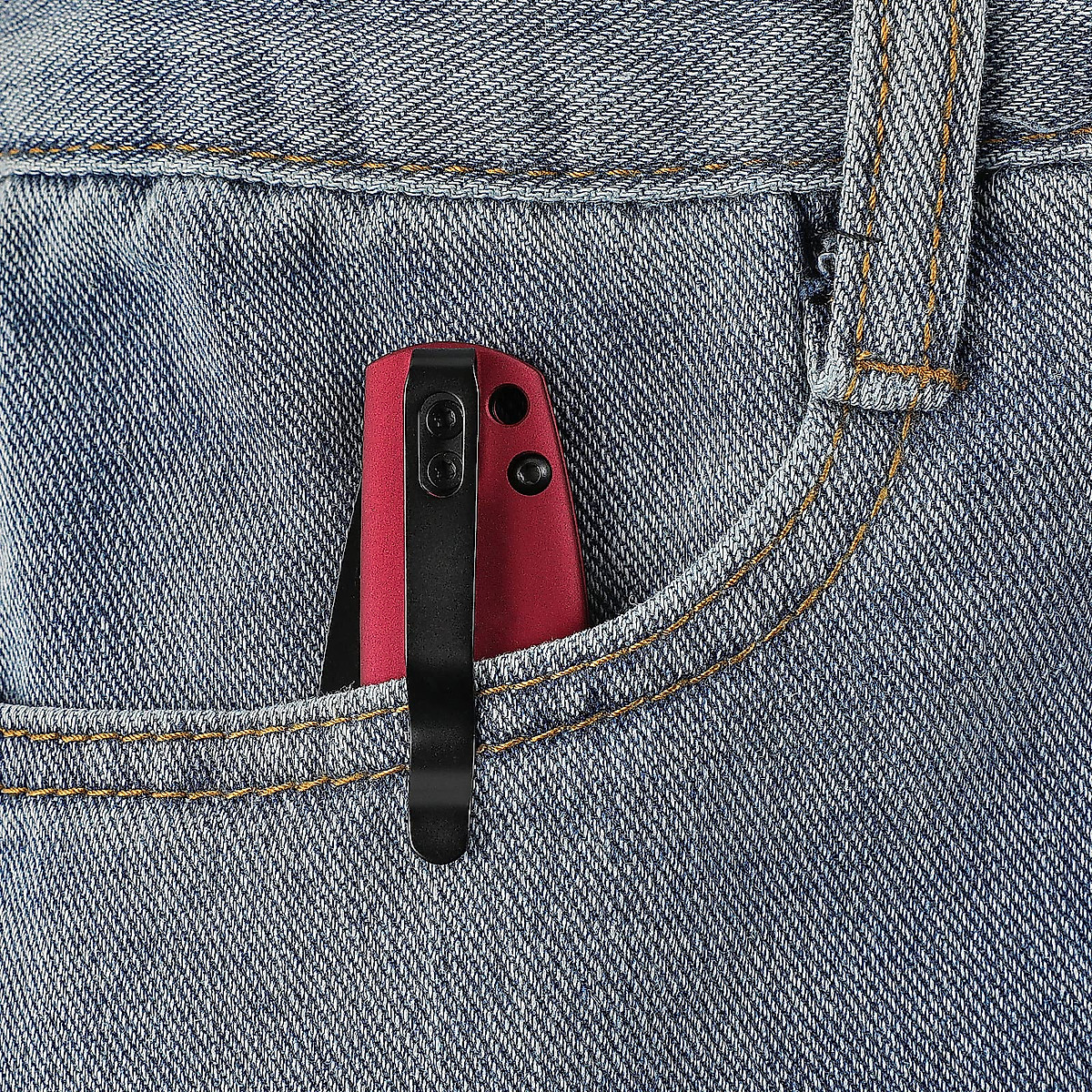 Kizer Gemini Mini Red Matte Aluminum Pocket Knife, Black Coated N690 Blade Flipper Knife with Clip for EDC,V2471E1