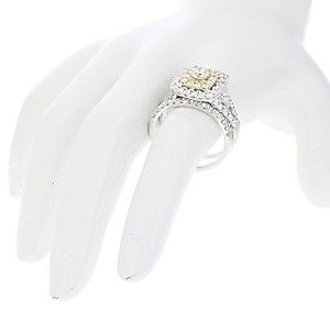 Vir Jewels 2 cttw Diamond Wedding Engagement Ring Set 14K Two Tone Gold Bridal Set Cushion Size 7