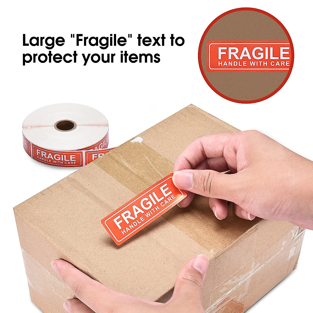 Fragile Stickers, Pacific Mailer 1" x 3" Fragile Handle with Care Warning Packing Shipping Label with Self Adhesive for Moving, Shipping [1000 Labels Per Roll]