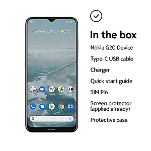 Nokia G20 | Android 11 | Unlocked Smartphone | 3-Day Battery | Dual SIM | US Version | 4/128GB | 6.52-Inch Screen | 48MP Quad Camera | Glacier