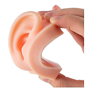 Soft Silicone Ear Left and Right Side Flexible Ears Model Earrings Jewelry Display Ear Piercing Practice Acupuncture Teaching Ear Mold Light Skin