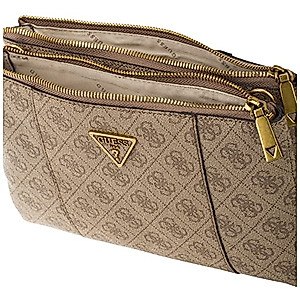 GUESS womens Noelle Double Zip Crossbody, Latte, one size US