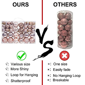 100PCS Shatterproof Christmas Tree Ball Ornaments, Assorted Baubles Set with Glitter - For Holiday Decor