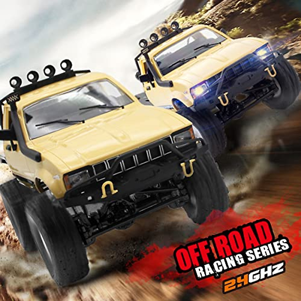 Mostop RC Crawler C14 Rock Crawler RC Truck 4x4 Climbing Vehicle with 2 Batteries, 1:16 Scale 2.4Ghz Remote Control Car Waterproof All Terrain Rock Crawler RC Car with Cool Light, 4WD Offroad Car