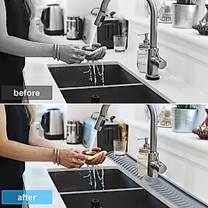 Derlights Silicone Sink Splash Guard Mat,30" X 5.7" Silicone Sink Faucet Mat,Kitchen Faucet Splash Mat,Sink Drain Pad Behind Faucet, Faucet Handle Drip Catcher Tray for Kitchen, Bathroom