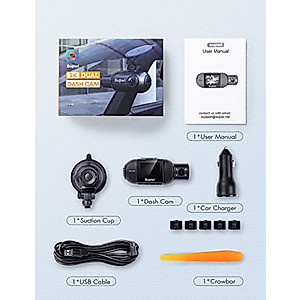 Supwi Dual Dash Cam with GPS and Wi-Fi, 1440P Front and Inside Discreet Car Camera for Uber with Infrared Night Vision, Super Capacitor, Dual Sony Sensors, Parking Monitoring