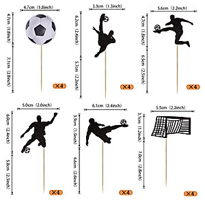24 Pack Soccer Cupcake Toppers Glitter Soccer Ball Cupcake Picks Sport Football Theme Birthday Party Baby Shower Cupcake Decorations Kids Boys Men Birthday Party Favors Supplies