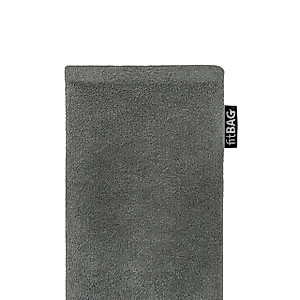 fitBAG Classic Gray Custom Tailored Sleeve for Xiaomi Redmi Note 6 Pro | Made in Germany | Genuine Alcantara Pouch case Cover with Microfibre Lining for Display Cleaning
