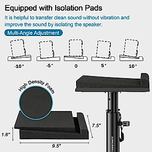 Vondynote Set of 2 Studio Monitor Stands Desktop Speaker Stands Height Adjustable 12" to 18" Speaker Stands with Desk Clamp