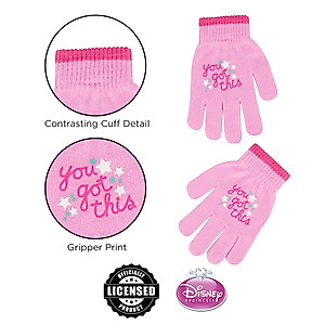 Disney Girls Princess Hat And Kids Gloves Set For Ages 4-7, Pink/Punch Pink