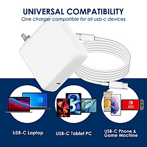 for Mac Book Pro Charger USB-C: 100W 6.7ft Fast Power Adapter for Type C Device, Compatible with MacBook Pro 16, 15, 14, 13 Inch, Mackbook Air 13 Inch, iPad Pro 2021/2020/2019/2018…