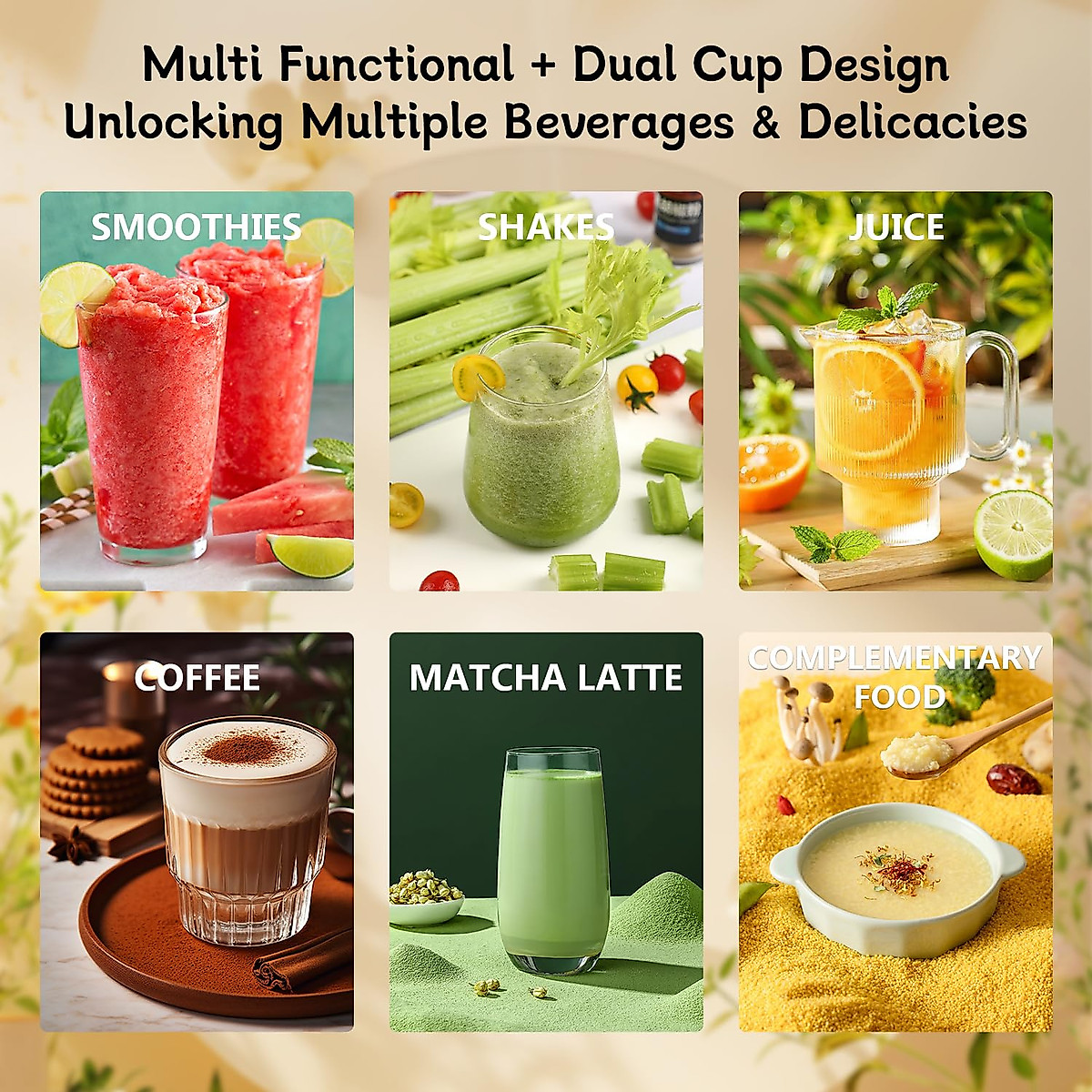 Personal Size Blender for Shakes and Smoothies,15.6 oz Portable Blender with 10 Blades,Rechargeable Mixers Fresh Fruit Juicers,Multifunctional Blender with 2 cups,For Travel,Sports,Outing, white