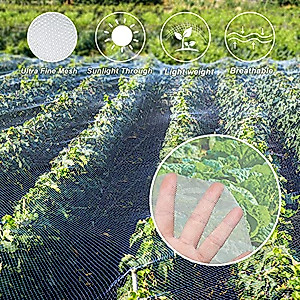 75 Pieces Garden Mesh Netting Kit, 8 x 33 Ft Plant Cover Ultra Mesh Netting & 8 Pcs Garden Hoops & 16 Pcs Clips for Vegetable Plants Fruits Flowers Crop Greenhouse Cover Birds Animals Protection Net