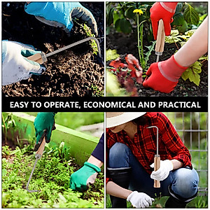 generic 2pcs Gardening Tool Single Claw Root Hook Manual Root Lifter Weeder Stainless Steel Weeds Remover Classic Weeder Garden Lawn Transplant Bonsai Tools