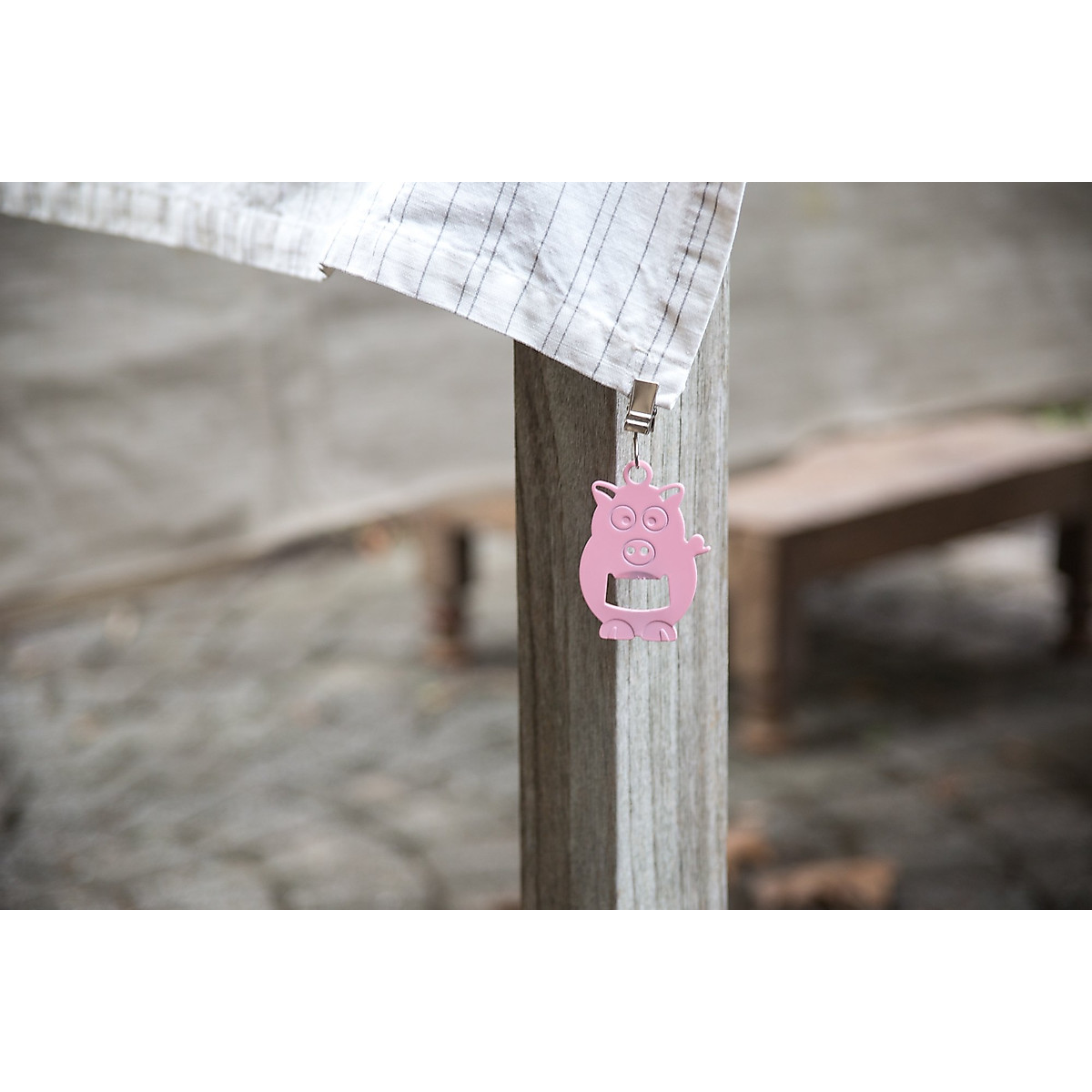 Outset 76220 Tablecloth Weights with Bottle Opener, Barnyard Animals, Set of 4, 2 x 3.75 x 0.25 inches