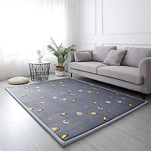 Loartee Coral Velvet Area Rug - 1&quot; Thick Memory Foam Baby Play Mat, Washable Toddler Carpet, Home Decor for Living Room, Nursery, Kids Bedroom, Astral Gray, 4&#039;3&quot;x6&#039;3&quot;