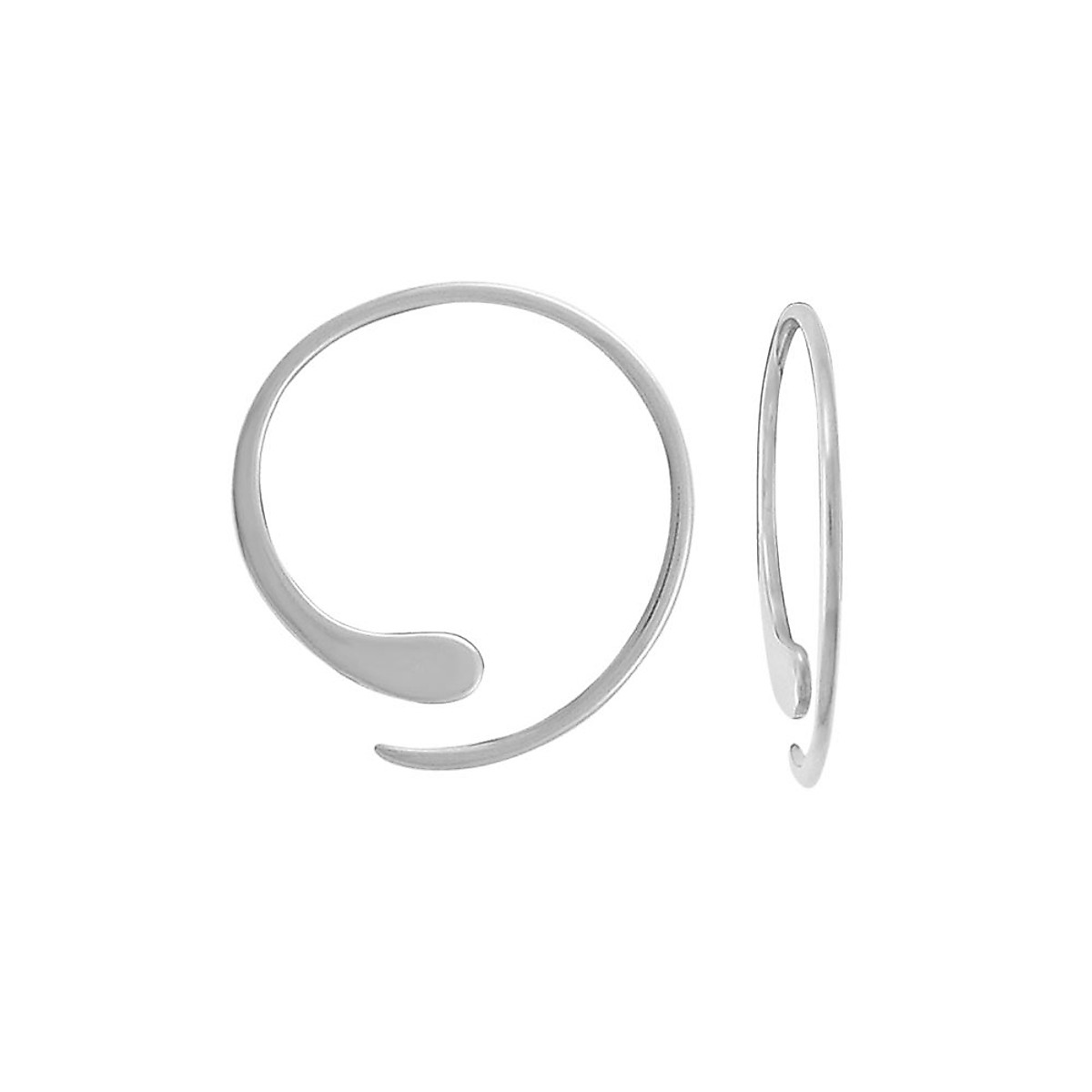 Boma Jewelry Sterling Silver Pull Through Hoop Earrings (Medium Silver)