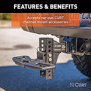 CURT 45907 Adjustable Pintle Hitch Combination, 2-Inch Receiver, 6-Inch Drop, 2-5/16-Inch Ball, 13,000 lbs, CARBIDE BLACK POWDER COAT
