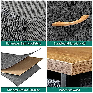 YITAHOME Fabric Dresser with 5 Drawers - Storage Tower with Large Capacity, Organizer Unit for Bedroom, Living Room & Closets - Sturdy Steel Frame, Wooden Top & Easy Pull Fabric Bins (Dark Grey)