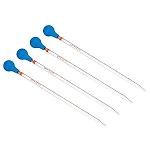 PATIKIL Graduated Dropper Pipettes Kit, 4pcs 10ml Borosilicate Glass Pipette with Rubber Cap for Transfer Liquid for Lab, Chemistry, Clear