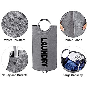 115L Laundry Baskets Collapsible Large Size Laundry Hamper Lightweight Freestanding Foldable Laundry Bag Dirty Clothes Basket for Bathroom (Grey 2)