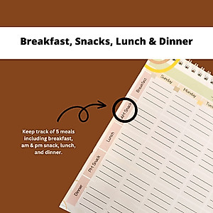 Daycare Weekly Meal Planner | 52-Weeks Wall Calendar | Track 5 Meals each Day | 11" x 8.5"