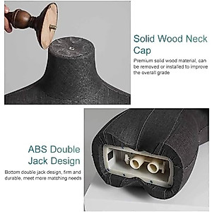 Tailors Dummy Mannequins Female Mannequin Dress Form Torso Female Mannequin Countertop Clothing Display, Black Dressmakers Fashion Students Mannequin Display Bust with Wood Stand Dressform Mannequin