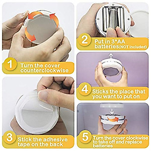 GANA Puck Lights with Remote Control, Under Cabinet Lighting LED Closet Lights - Battery Powered Operated Timer Function Wireless Color Changing Dimmable 16 Colors and 4 Modes Battery Lights (6 Pack)