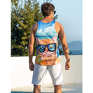 Goodstoworld Men Beach Tanks Tops 3D Printed Boys Fashion Sleeveless Shirts Juniors Hawaii Graphic 2022 Party Beach Glasses Cat T Shirt Tee
