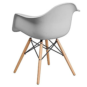Flash Furniture Alonza Series White Plastic Chair with Wooden Legs