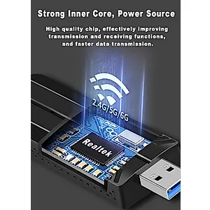 eppfun WF06E WiFi 6e 5400Mbps USB3.0 Adapter for PC/Desktop/Laptop, WiFi Stick Dongle with 2.4GHz/5GHz/6GHZ, Auto Driver, MU-MIMO, Low- Latency, Supports Win11/10